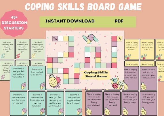 Learning Coping Skills Board Game Mental Health Game Coping - Etsy