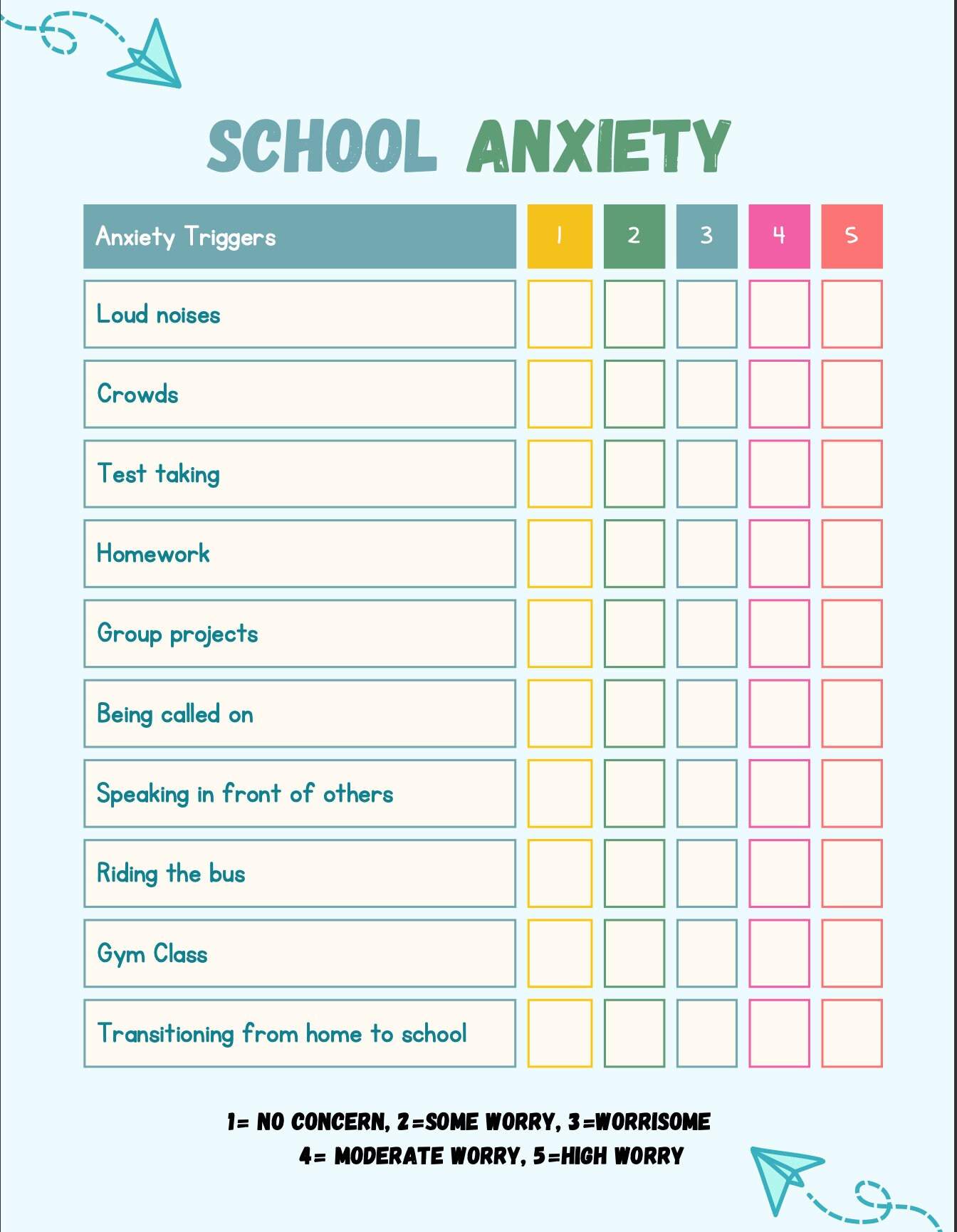 School Anxiety Bundle Coping Skills Anxiety Check List and - Etsy