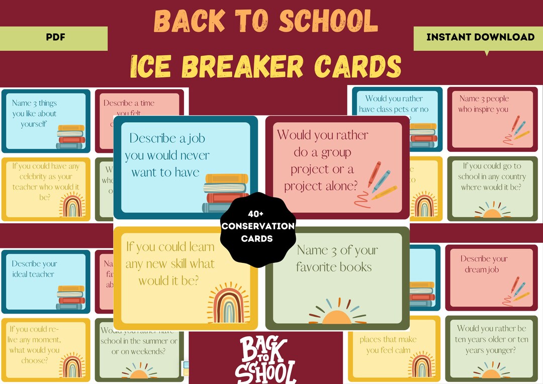 Back to School Ice Breaker Cards, Mental Health, Social Skills ...