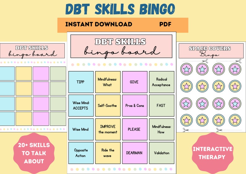 DBT Skills Bingo, Mental Health Game (PDF) - Etsy