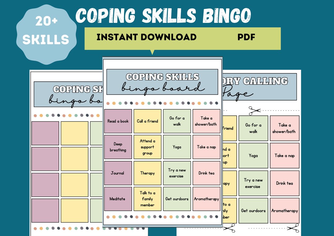 Coping Skills Bingo, Mental Health Game, Anxiety, Depression, DIGITAL ...