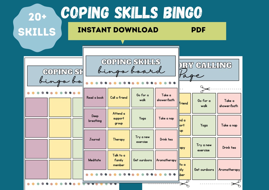 Coping Skills Bingo, Mental Health Game, Anxiety, Depression, DIGITAL ...