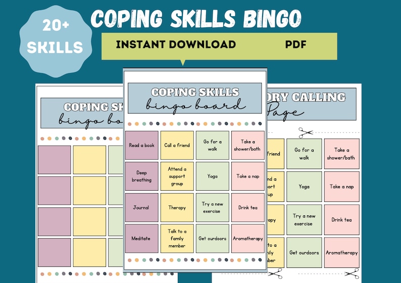 Coping Skills Bingo, Mental Health Game, Anxiety, Depression, DIGITAL ...