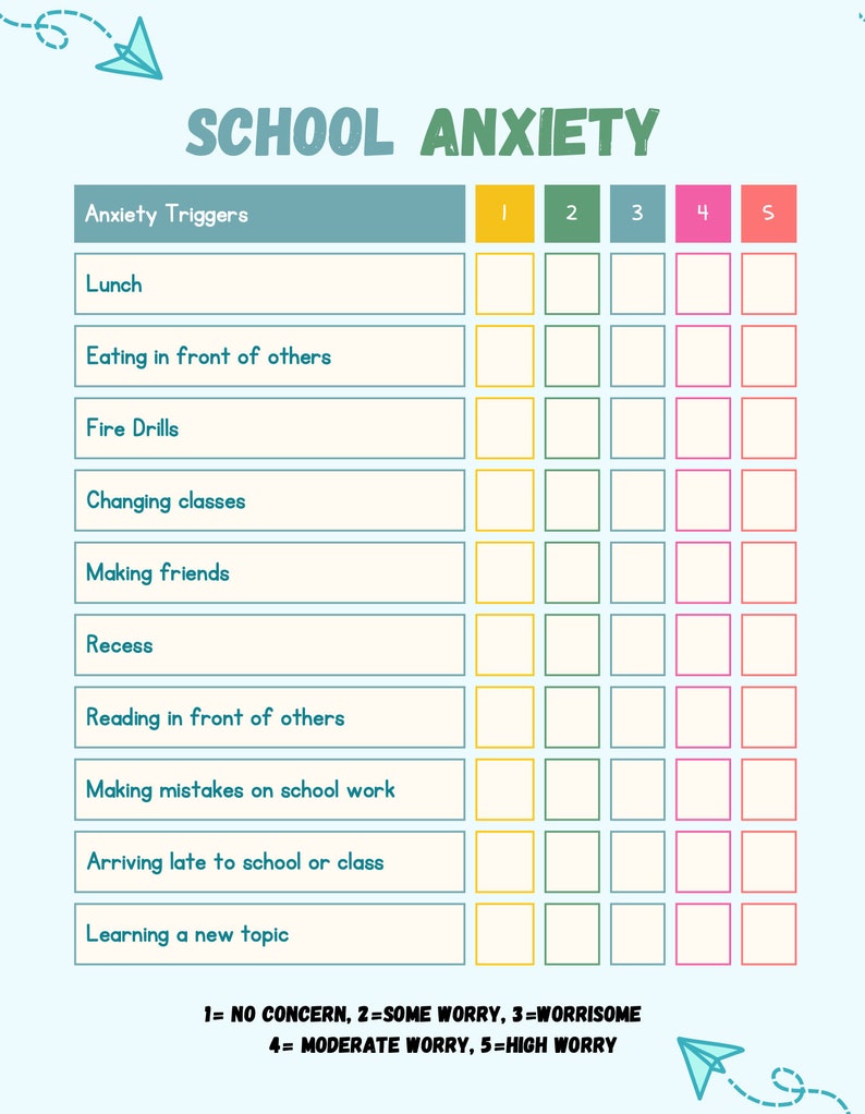 School Anxiety Bundle Coping Skills Anxiety Check List and - Etsy