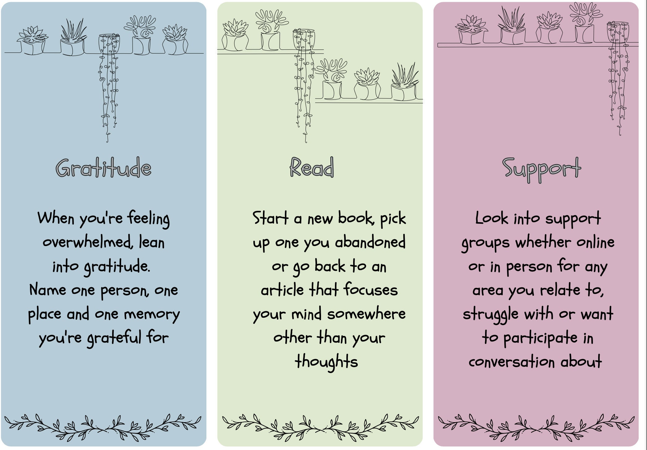 Calming Coping Skills Cards, Vertical, Anxiety, Depression, Mindfulness ...