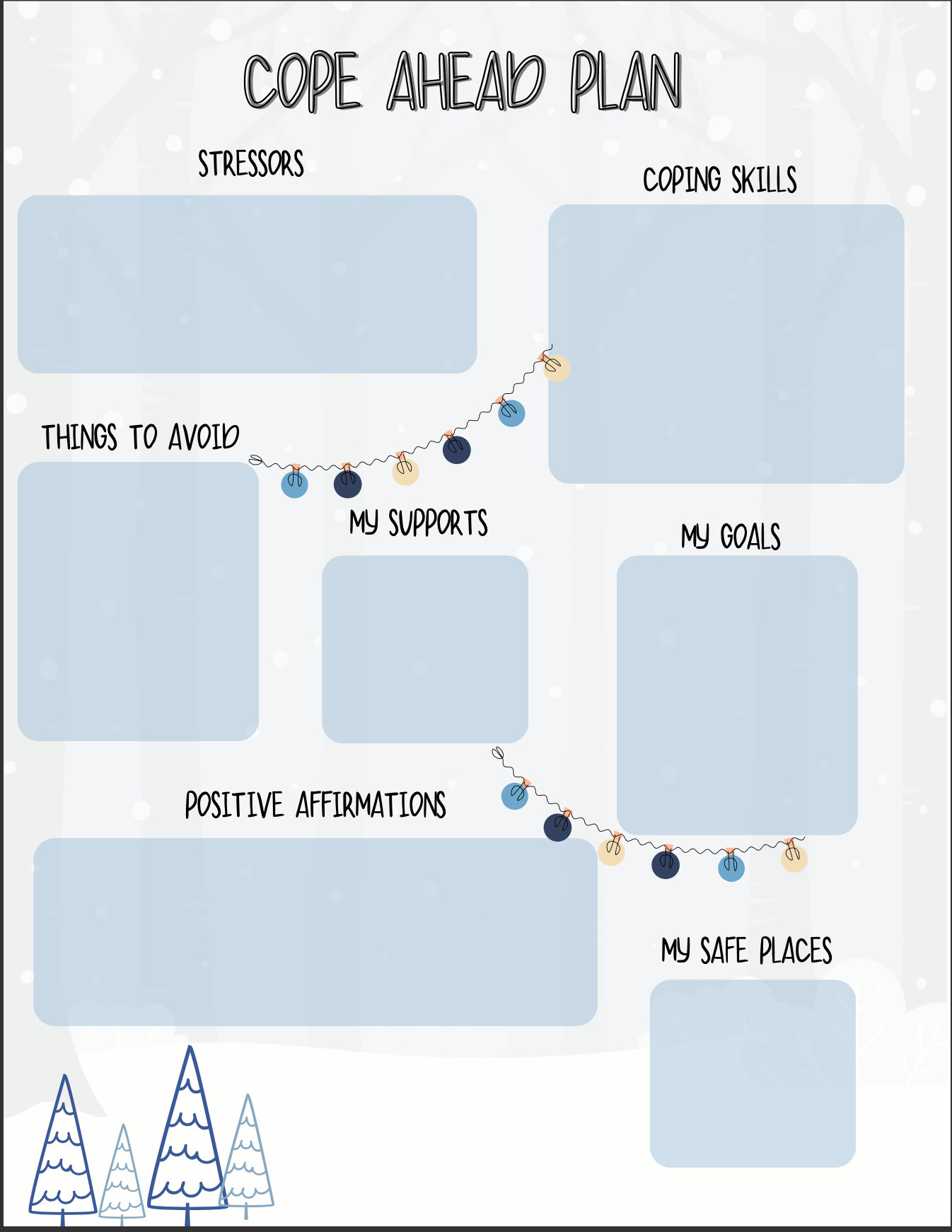 Coping Skills Worksheets, Winter Theme, Depression, Anxiety, Mental ...
