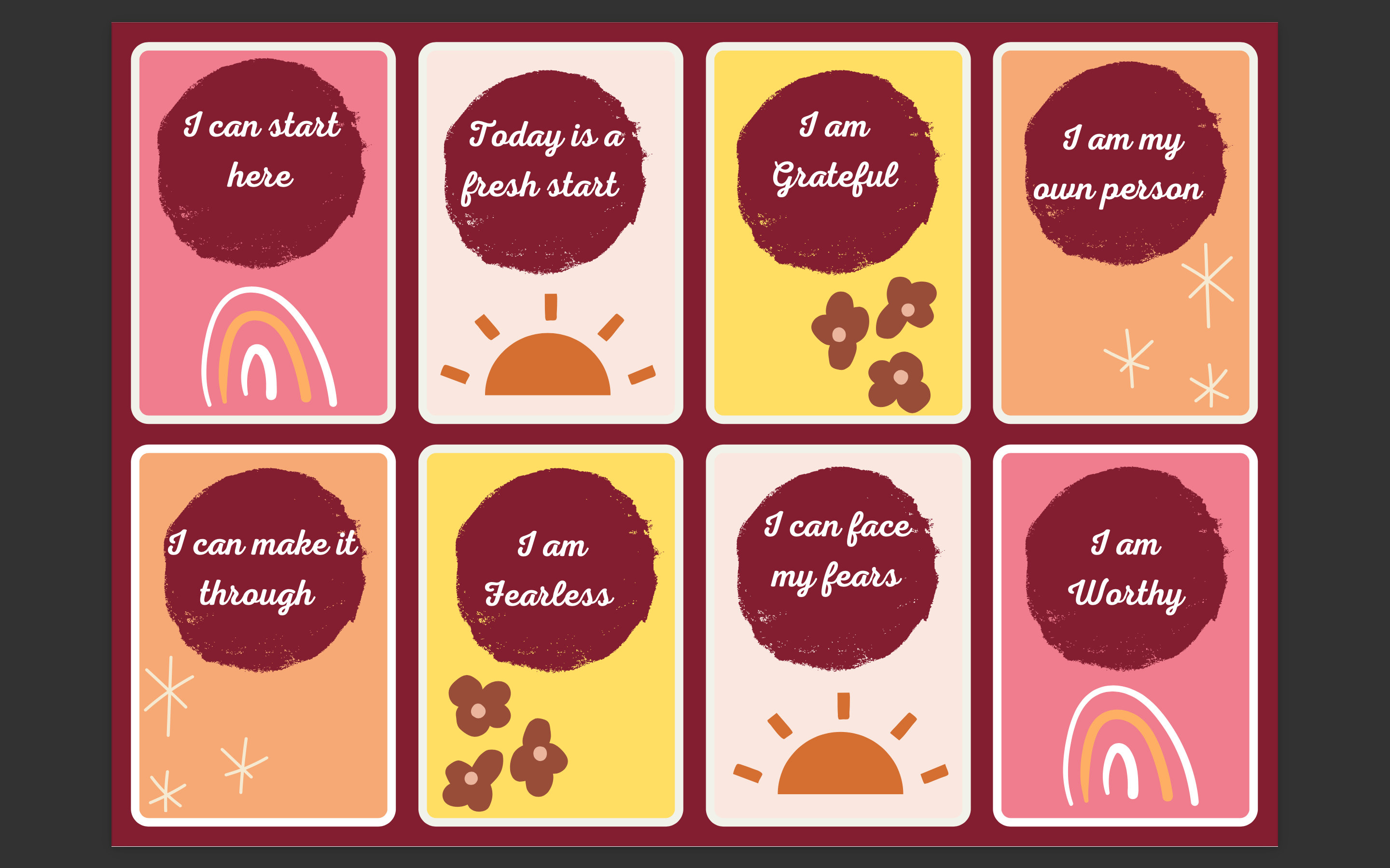 Positive Affirmation Cards, Warm Tones, Mental Health Tools, Anxiety ...