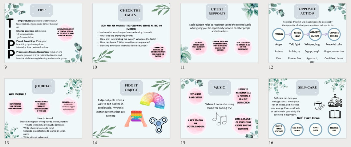 Coping Skills Flash Cards Mental Health Skills CBT/DBT - Etsy