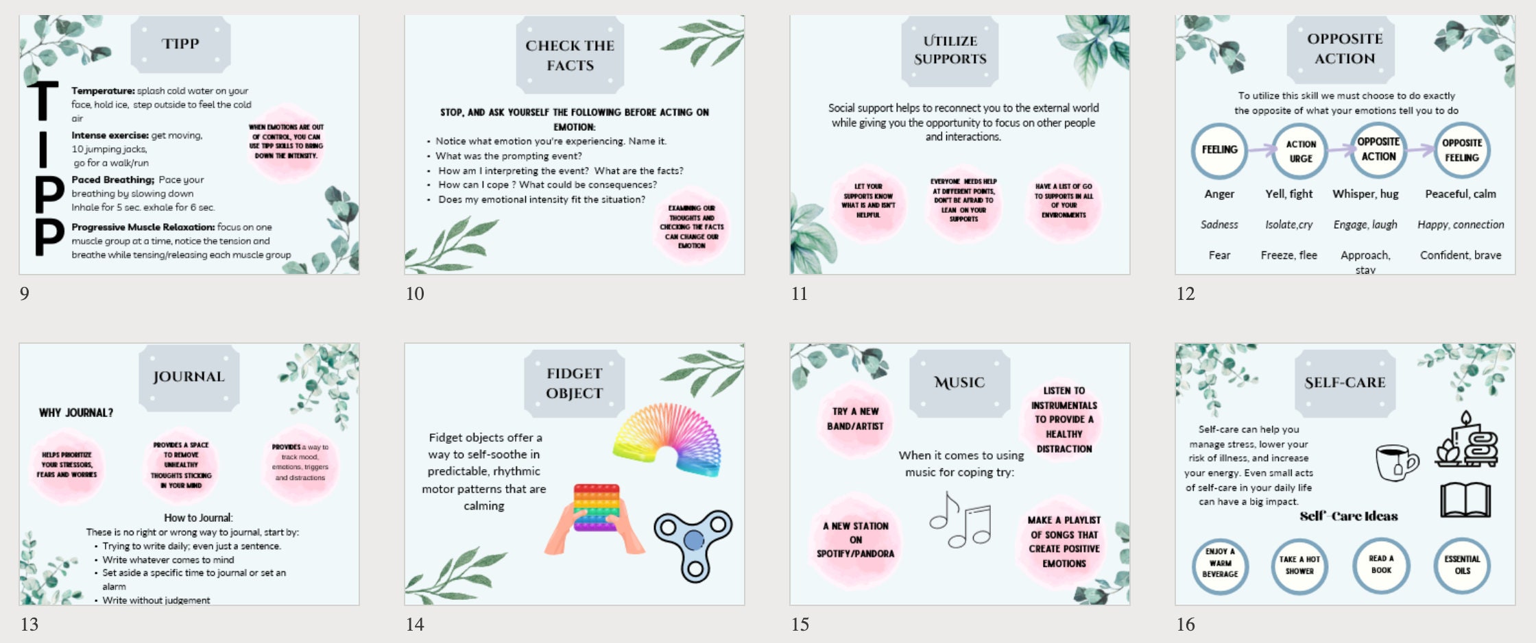 Coping Skills Flash Cards Mental Health Skills CBT/DBT - Etsy