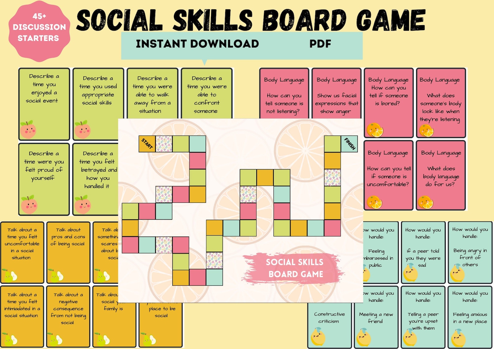 Social Skills Board Game, Mental Health, Group Therapy Activity ...