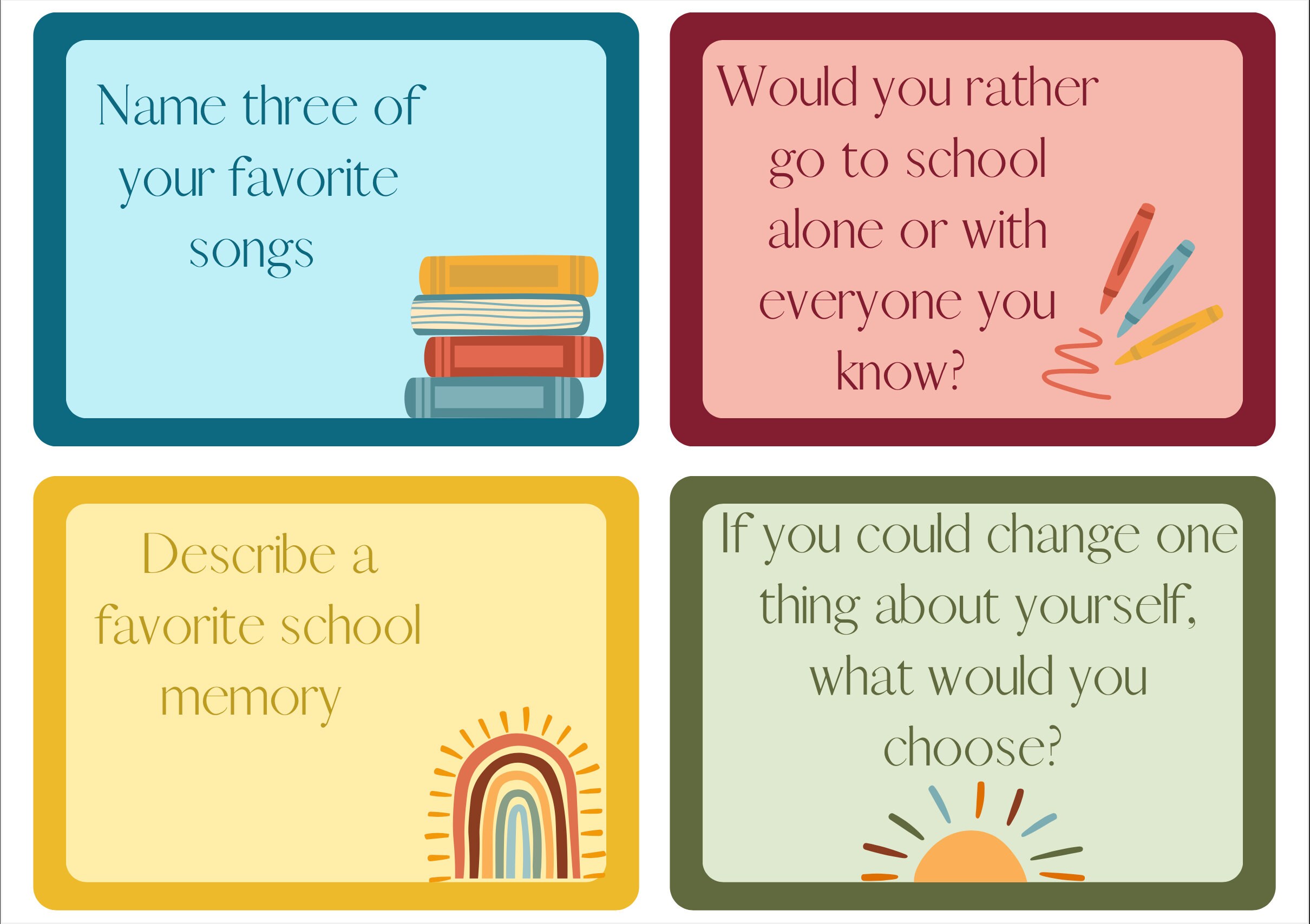 Back to School Ice Breaker Cards, Mental Health, Social Skills ...