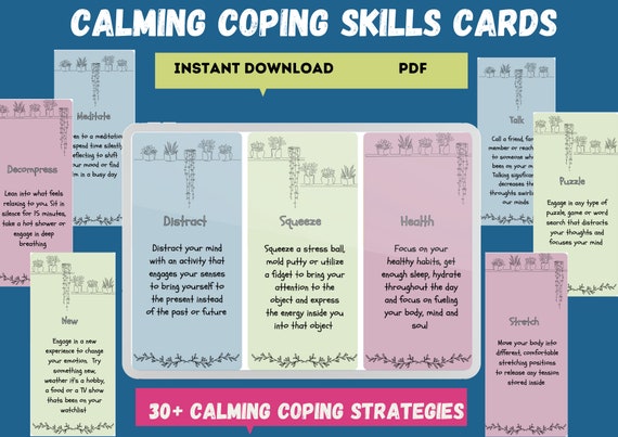 Calming Coping Skills Cards Vertical Anxiety Depression - Etsy