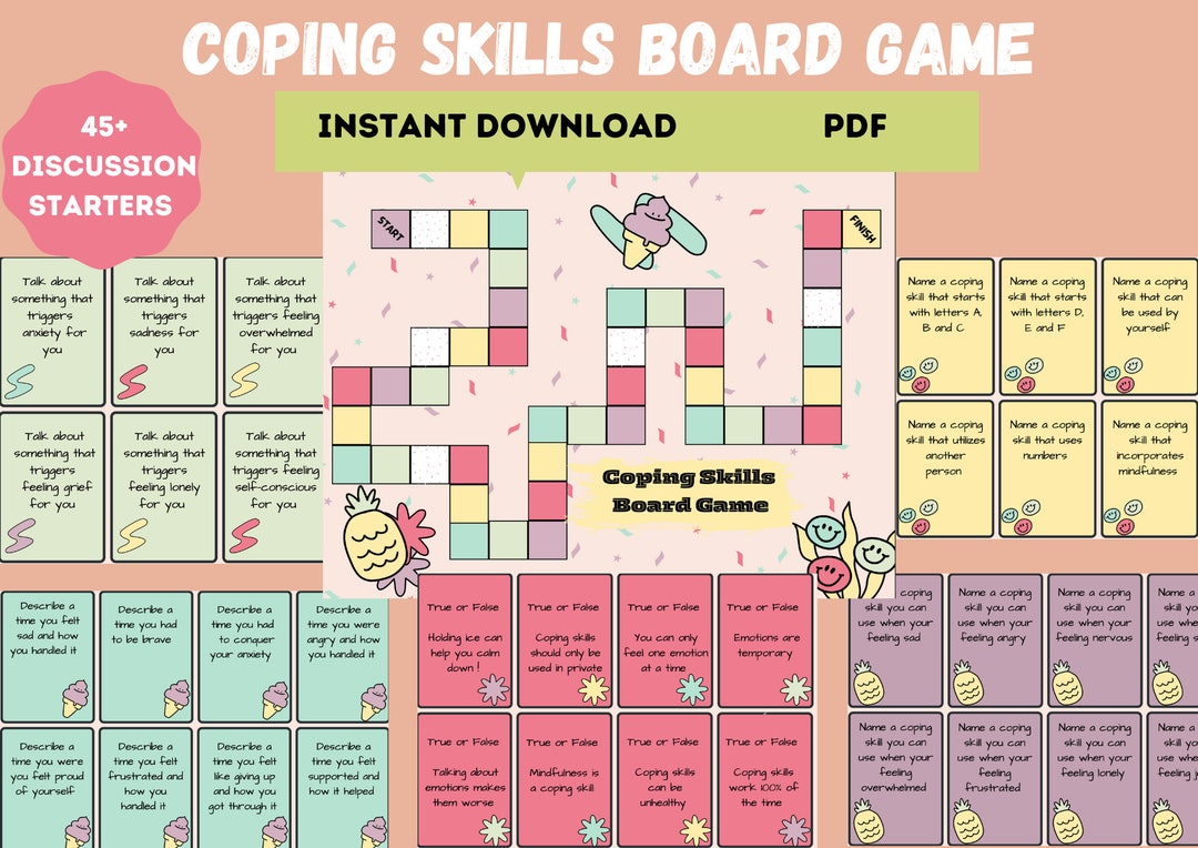 Learning Coping Skills Board Game, Mental Health Game, Coping Skills ...