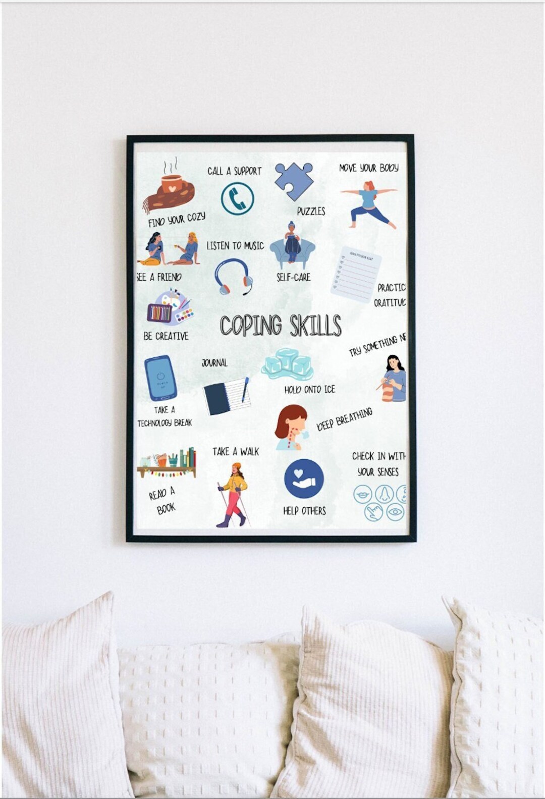 Coping Skills Poster, Worksheet, Mental Health, Therapist Office ...