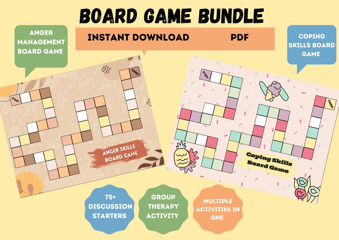 Group Therapy Board Game Bundle, Coping Skills, Anger Management Skills ...