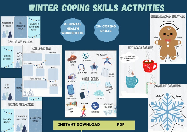 Coping Skills Worksheets, Winter Theme, Depression, Anxiety, Mental ...