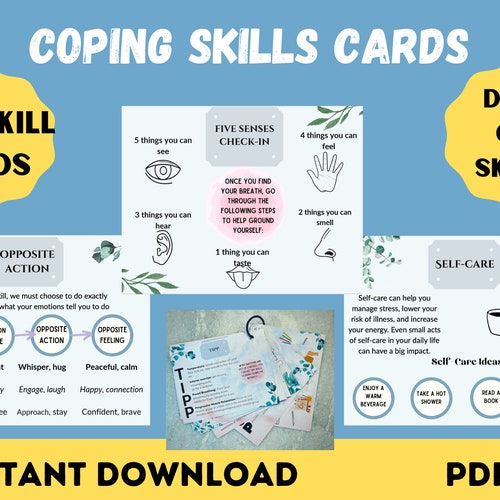 Coping Skills Flash Cards Mental Health Skills CBT/DBT - Etsy