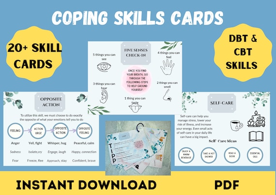 Coping Skills Flash Cards Mental Health Skills CBT/DBT - Etsy