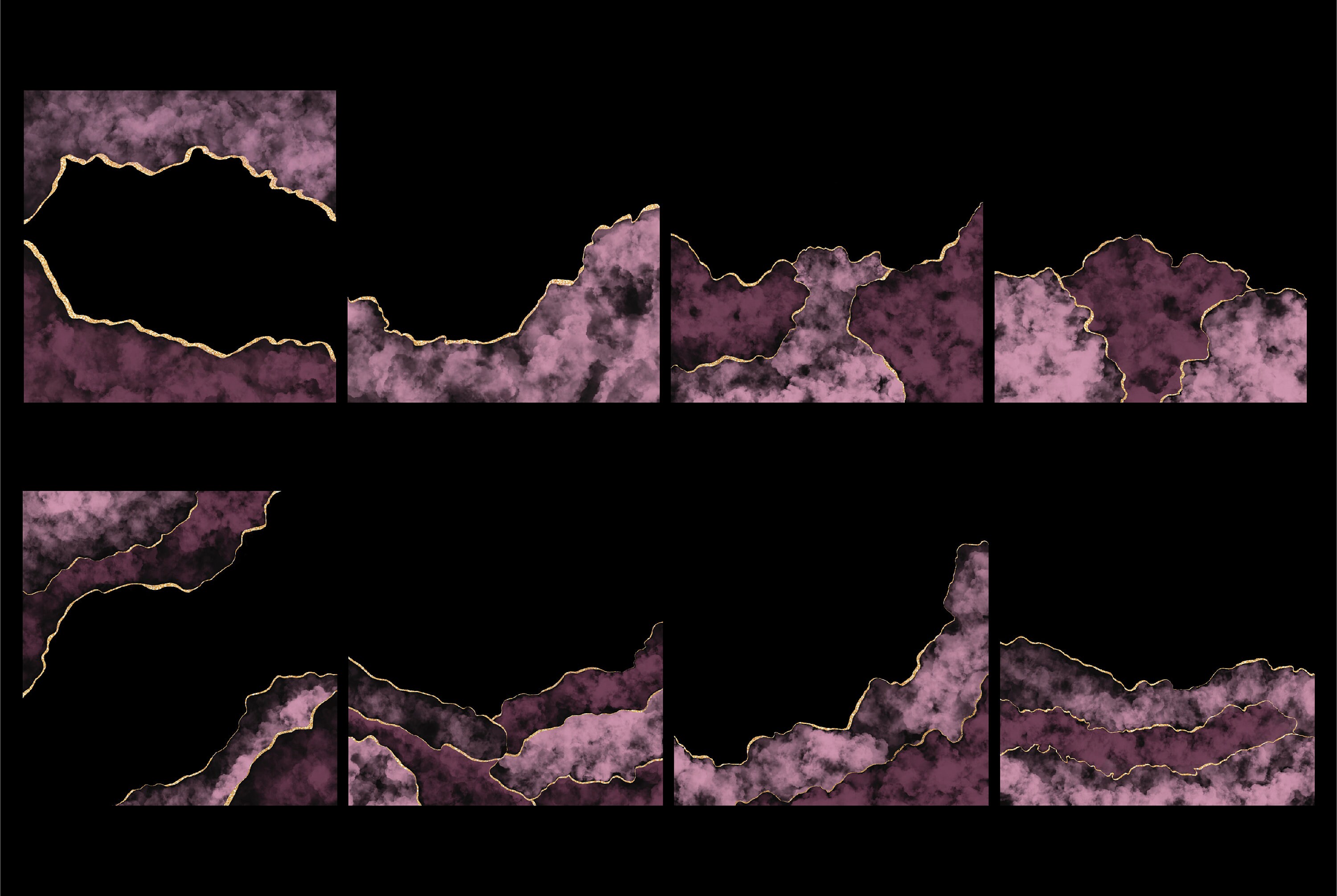 Dream Cloud Borders, Digital PNG Overlays, Gold Glitter, Borders ...