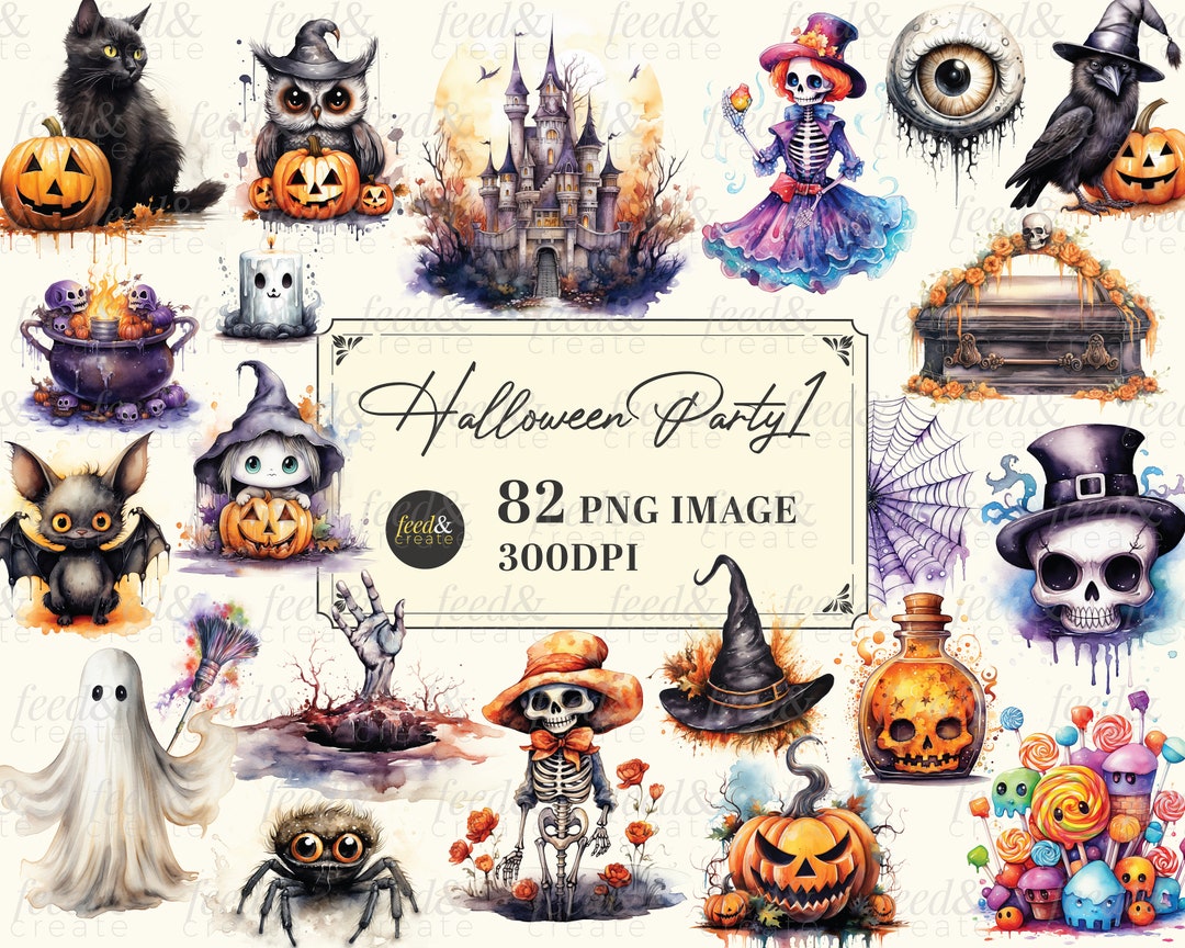 Watercolor Halloween Party Clip Art – Funny Halloween, Transparent ...