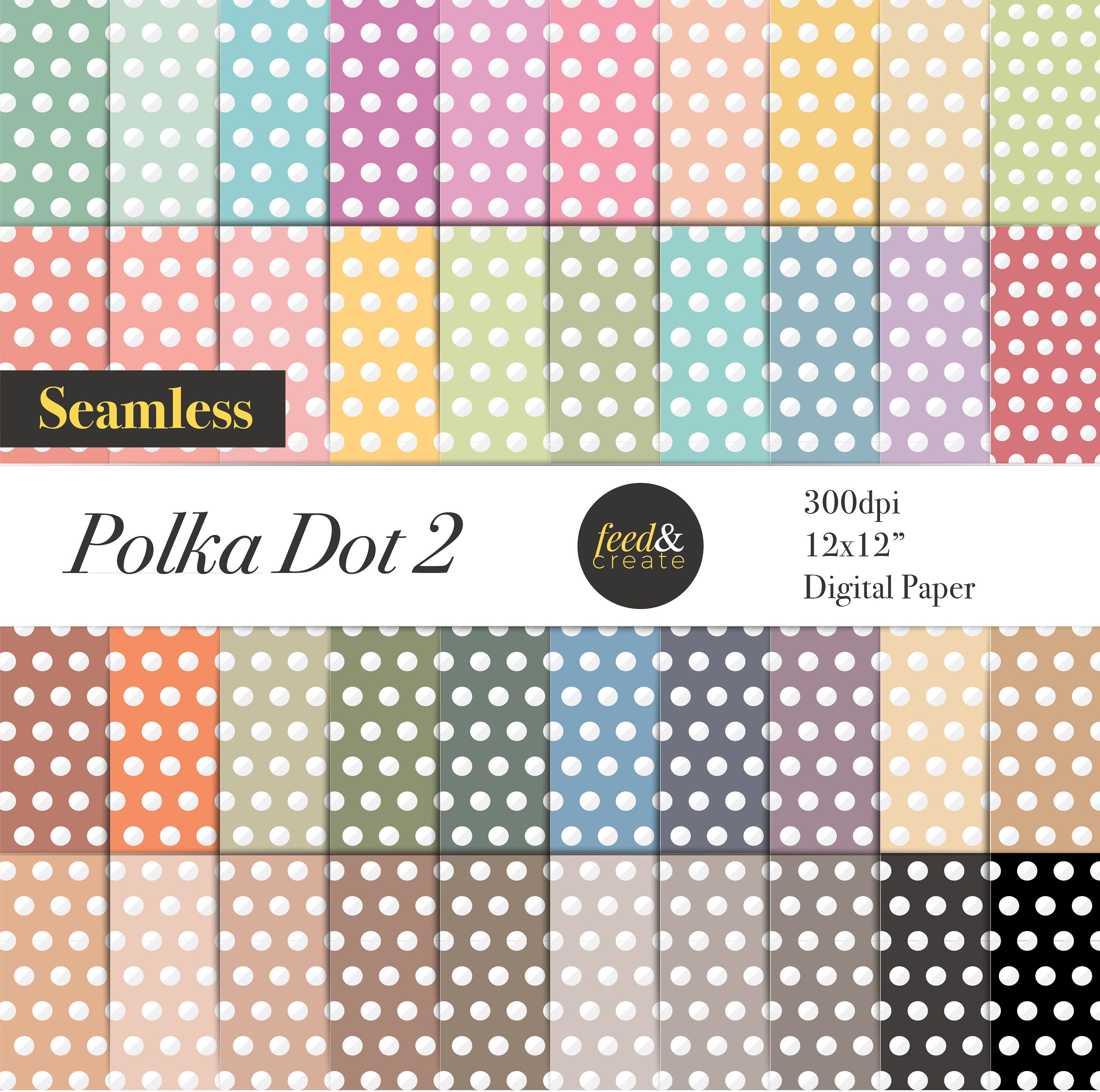 Summer Polka Dot Seamless Digital Papers, Printable Paper, Cute Digital ...