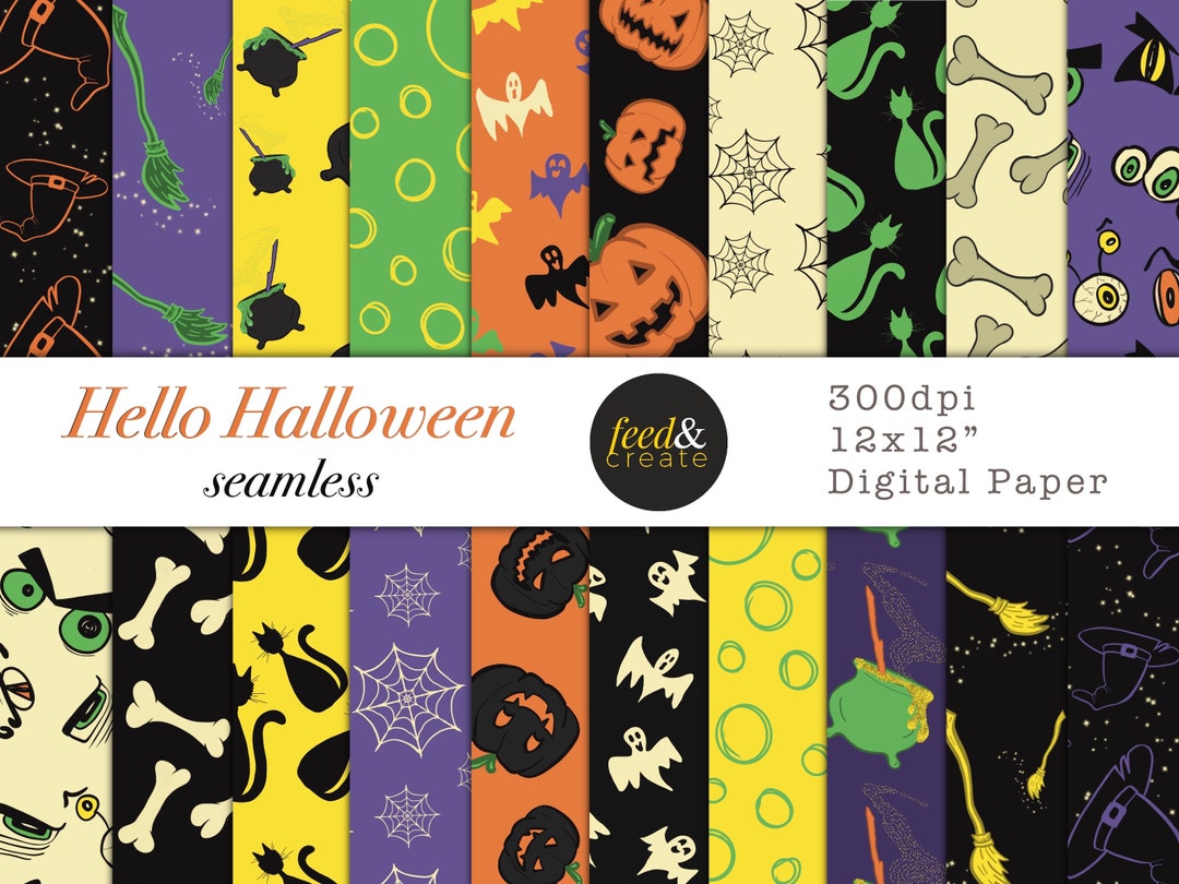 Seamless Halloween Digital Papers, Printable Paper, Cute Digital Paper ...