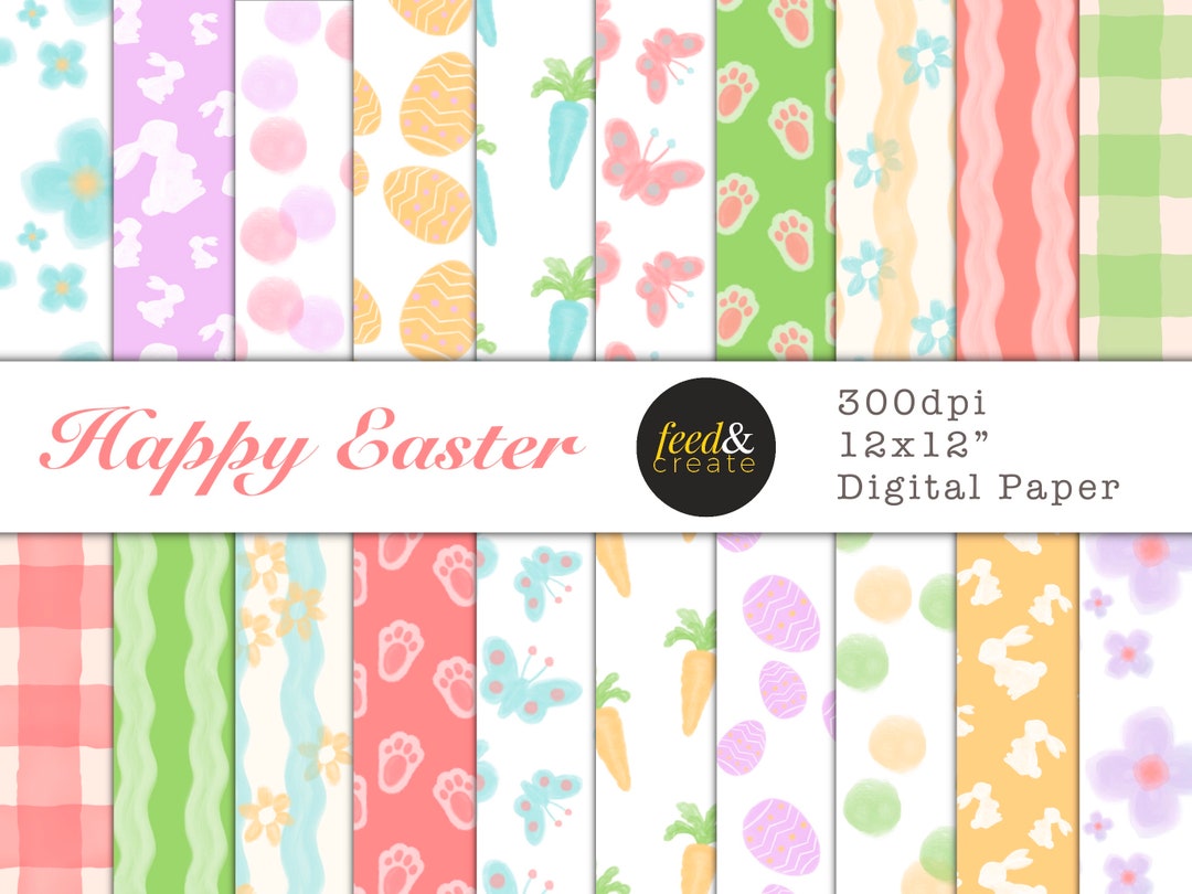 Happy Easter Seamless Digital Papers, Printable Paper, Cute Digital ...
