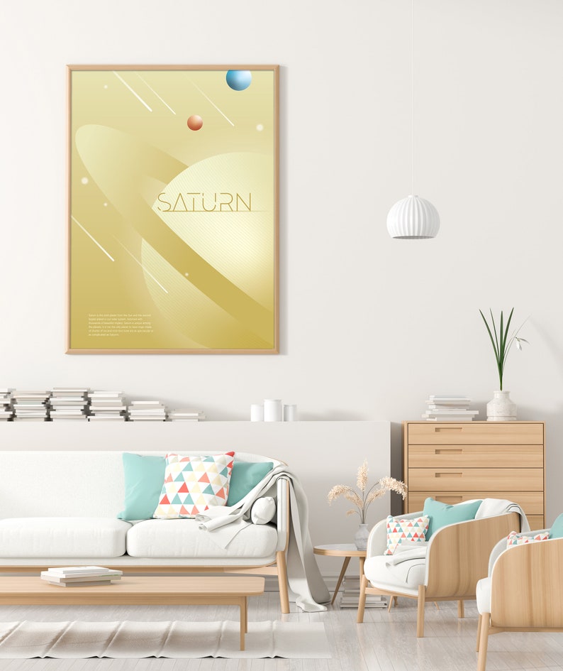 Planet Digital Poster, Saturn Poster, Digital Minimal Poster, Printable ...
