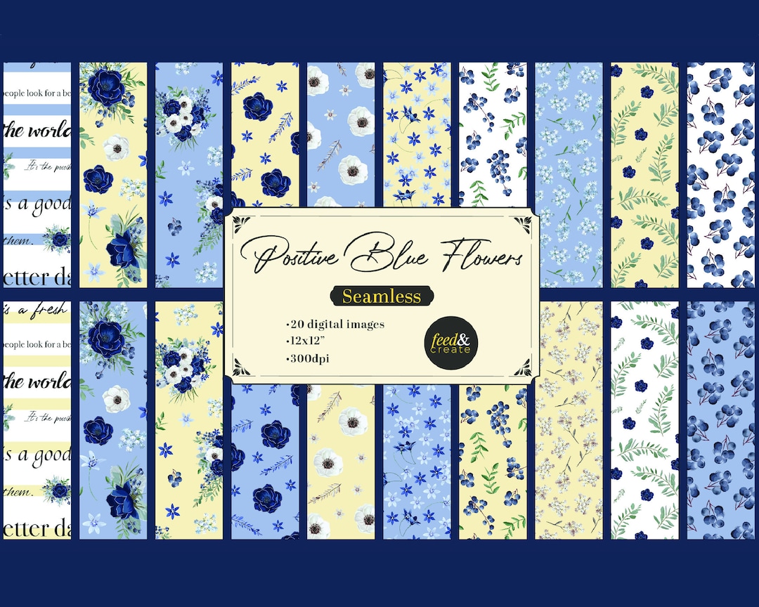 Seamless Positive Blue Flowers Patterns, Florals Repeat Pattern Blue ...