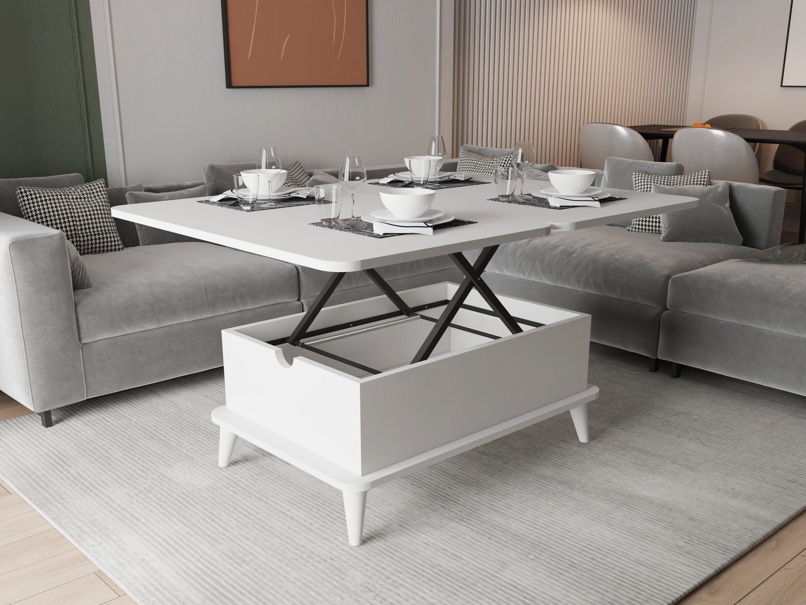 White Lift Top Coffee Table