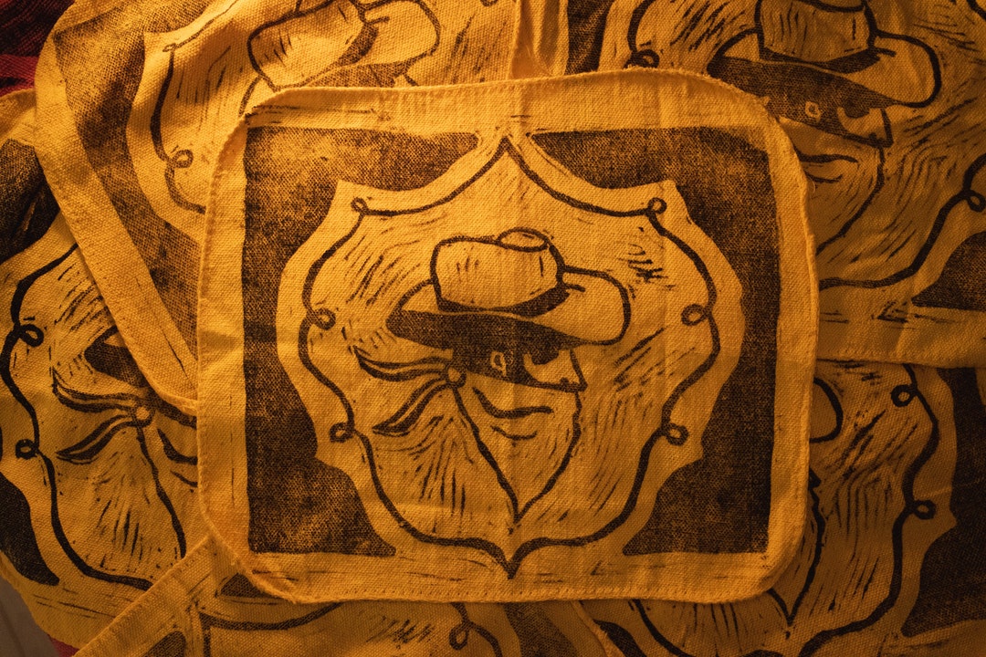 Rodeo Rag in Yellow / 3 Pack / Linoleum Block Print / Handmade Western ...