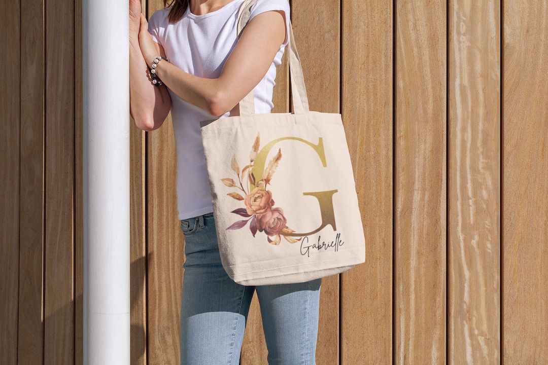 Initial Alphabet Letter-letters Tote Bag-personalized Tote Bag-custom ...
