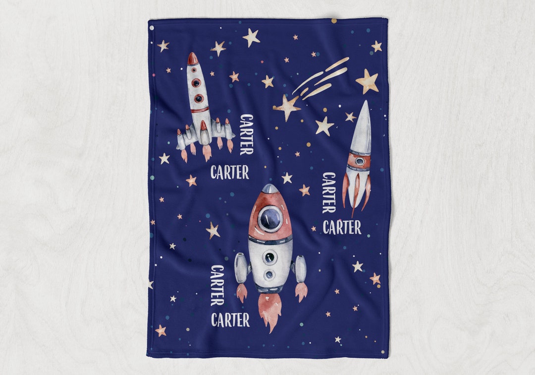 Rocket Baby Name Blanket-rocket Blanket-personalized Space Blanket-kids ...