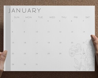 Blank Monthly Calendar Printable Landscape, Minimalist Calendar ...