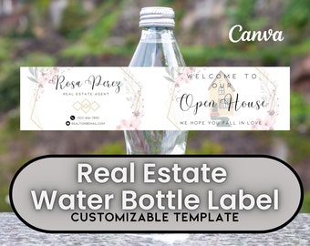 Open House Water Bottle Label, Open House Bottle Tag, Real Estate Water ...