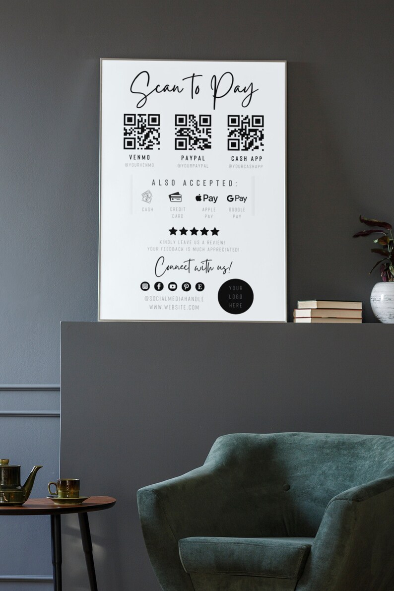 Editable Scan to Pay Sign Template, QR Code Payment (digital Download ...