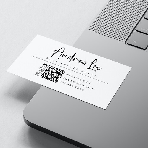 Realtor QR Code Business Card Template Editable Minimalist - Etsy