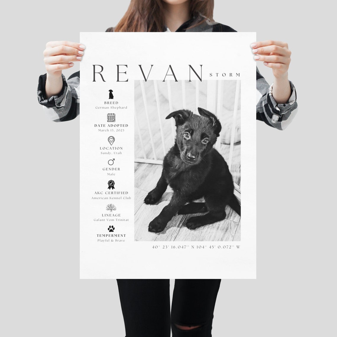 Editable 16x20" Pet Template, Custom Pet Portrait, Pet Wall Art, Pet ...