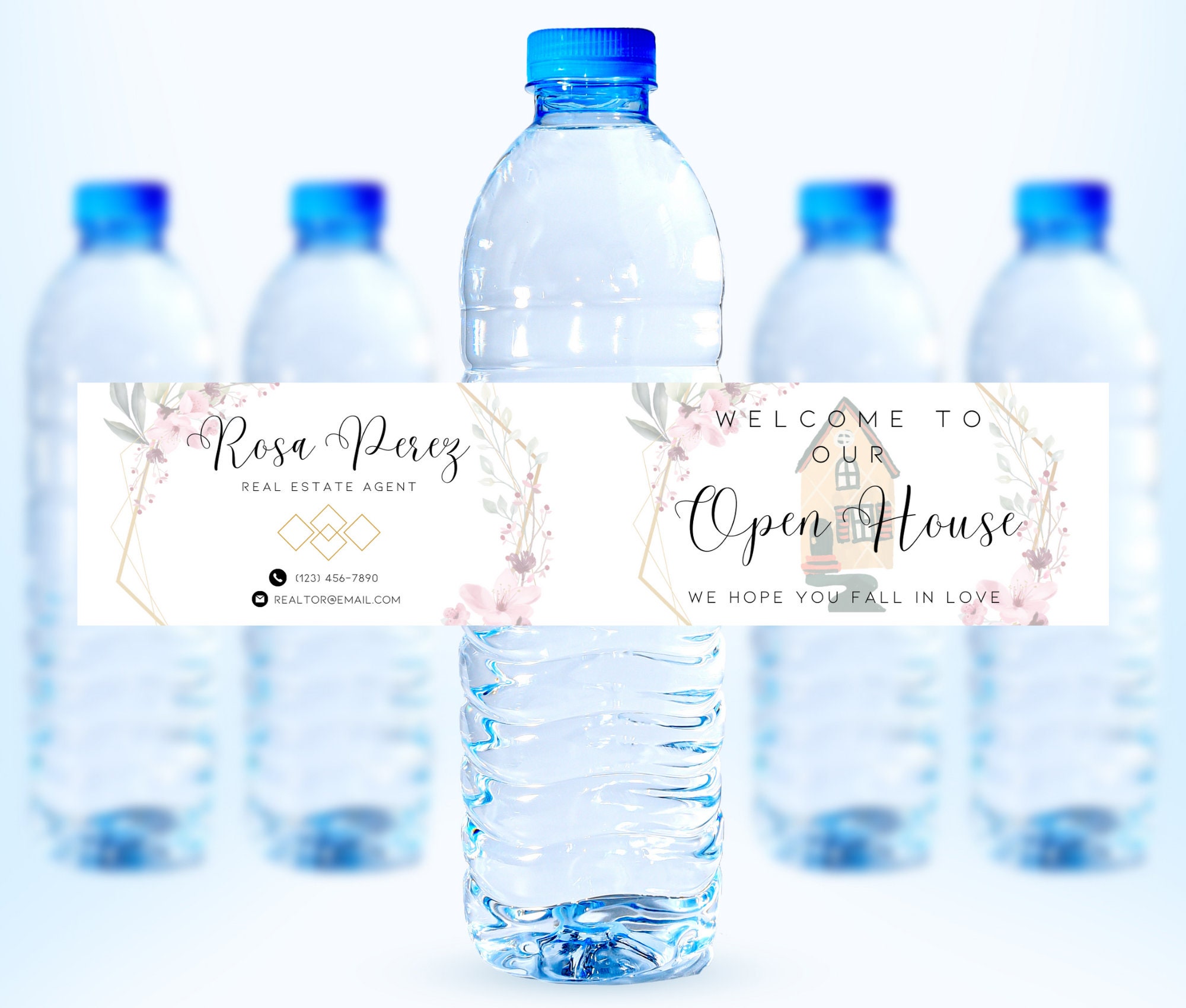 Open House Water Bottle Label | Open House Bottle Tag | Real Estate ...
