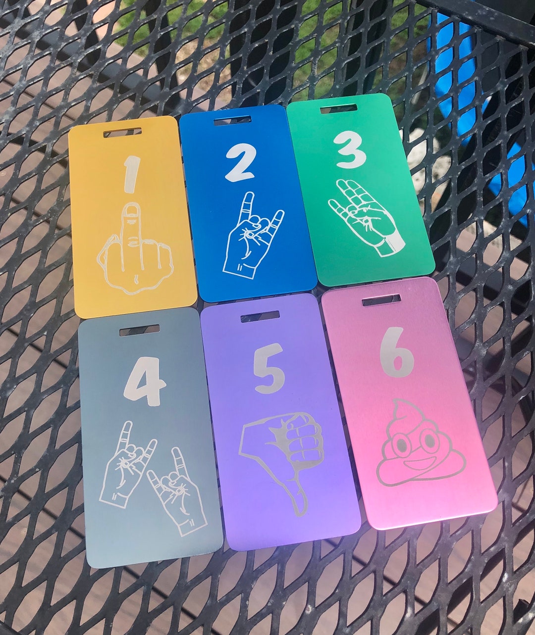 Disc Golf Bag Tags Buddy Competition Tags Aluminum Hand Gesture Tags ...