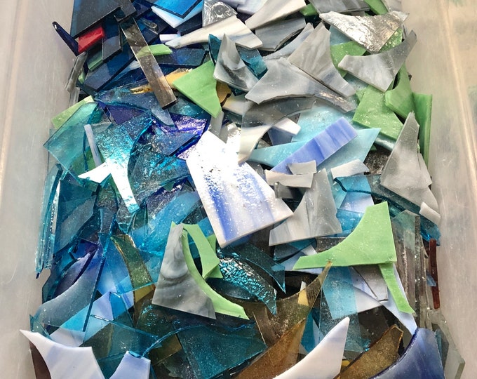 96 COE 3 Lbs of SMALL SCRAP Multi-color Raw Fusing Mosaic Stained Glass ...