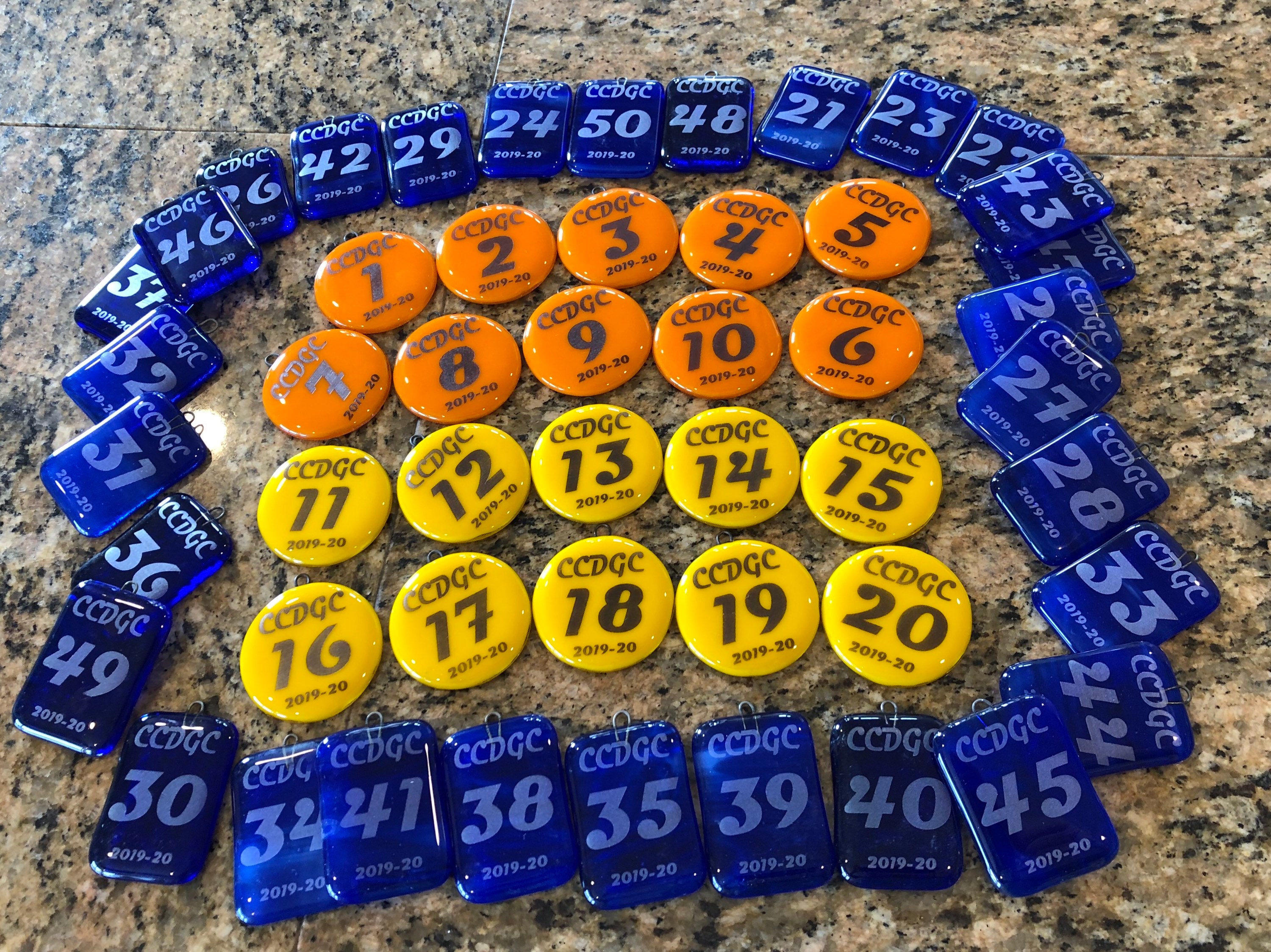 Disc Golf Tags Glass All Sports Customizable Key Chains Small and Large ...