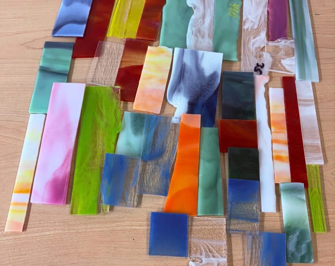 COE 90 - Raw Fusing/mosaic/stained Glass Scraps - Strips of Bullseye ...