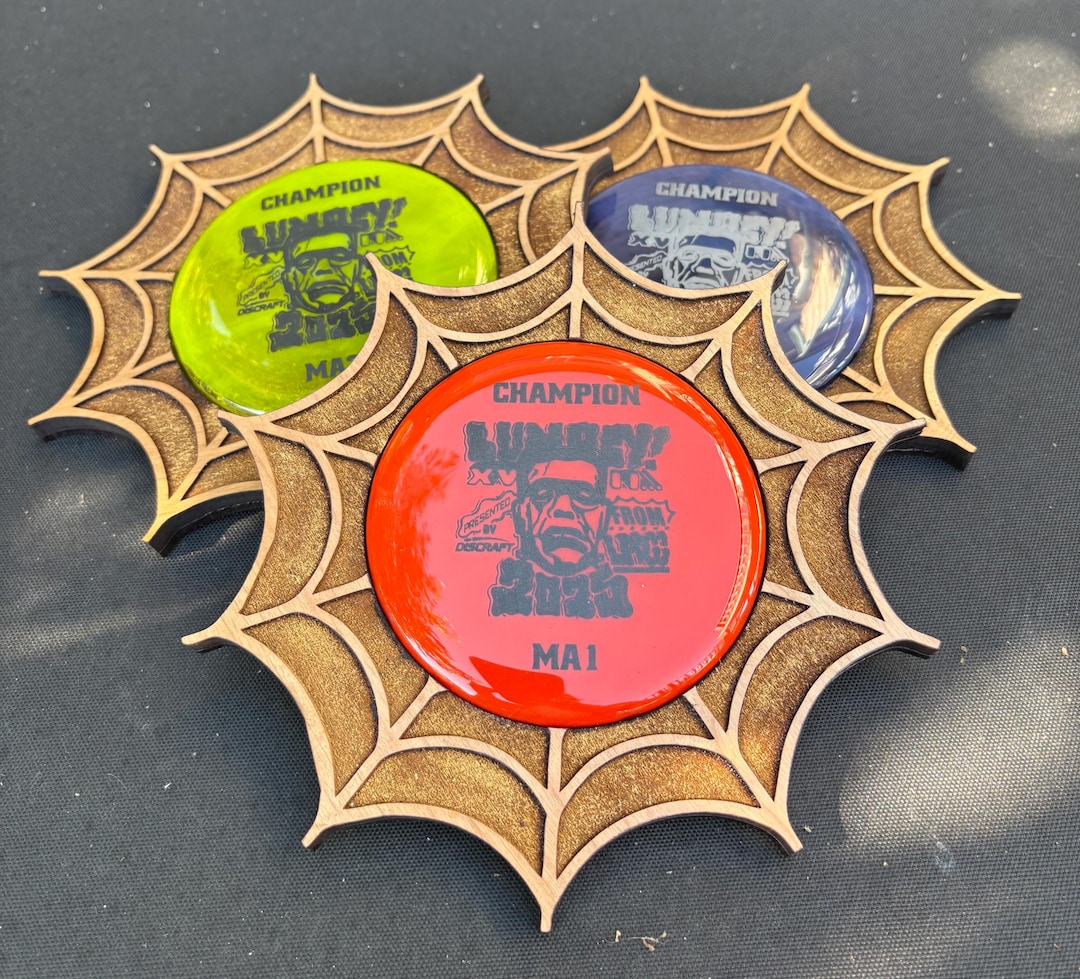 Customized Disc Golf Trophies - Wood Cutout With Glass Inlay- All ...
