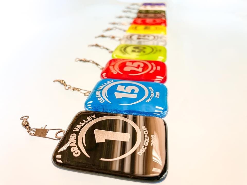Disc Golf Tags Glass All Sports Customizable Key Chains Small and Large ...