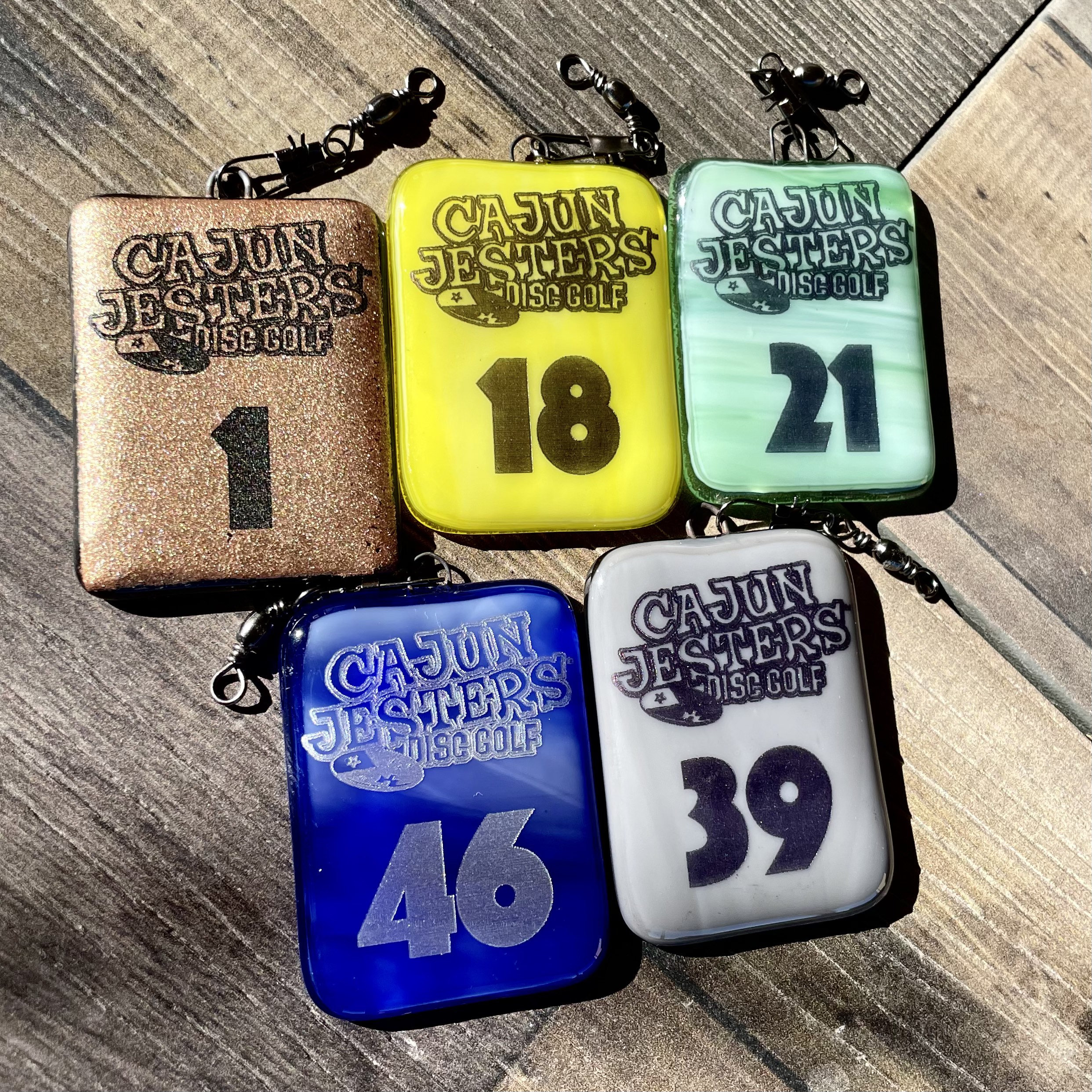 Disc Golf Tags Glass All Sports Customizable Key Chains Small and Large ...