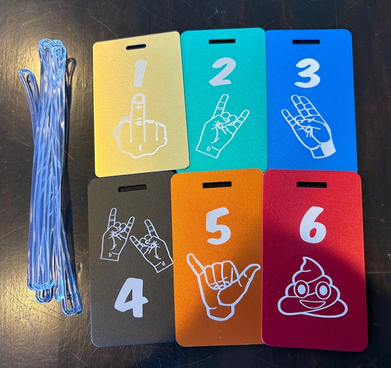 Engraved Aluminum Disc Golf Bag Tags – Hand Gesture Set - Etsy