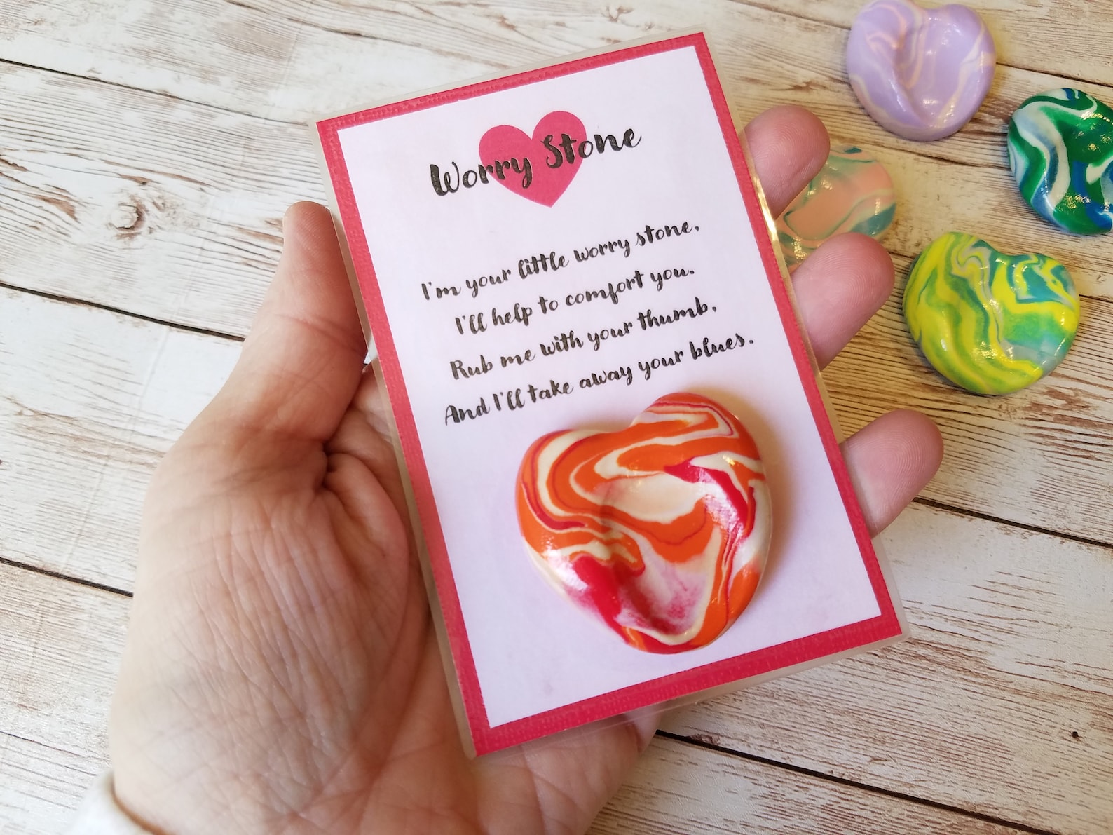 Worry Stones Pocket Stones Polymer Clay Stone Heart Stones | Etsy