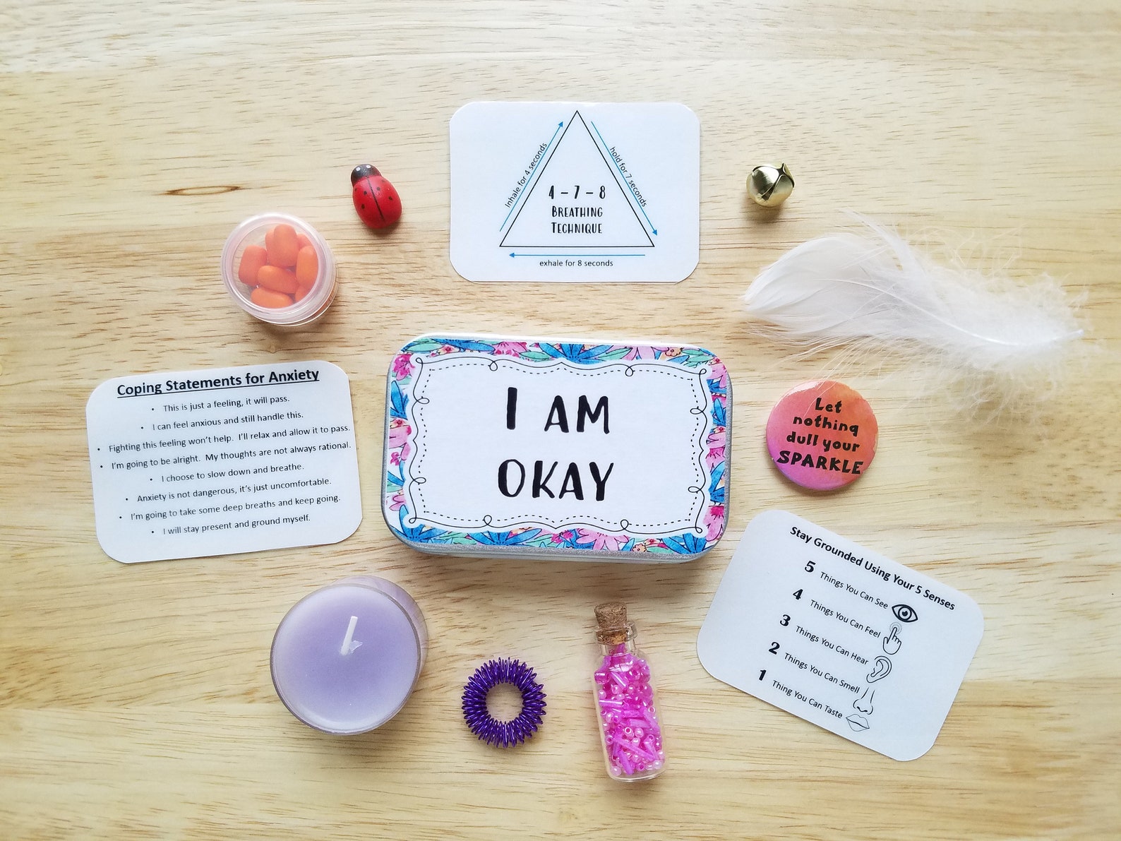 Mini Calm Down Kit for Teens, Coping Skills Box, Mindful Grounding ...