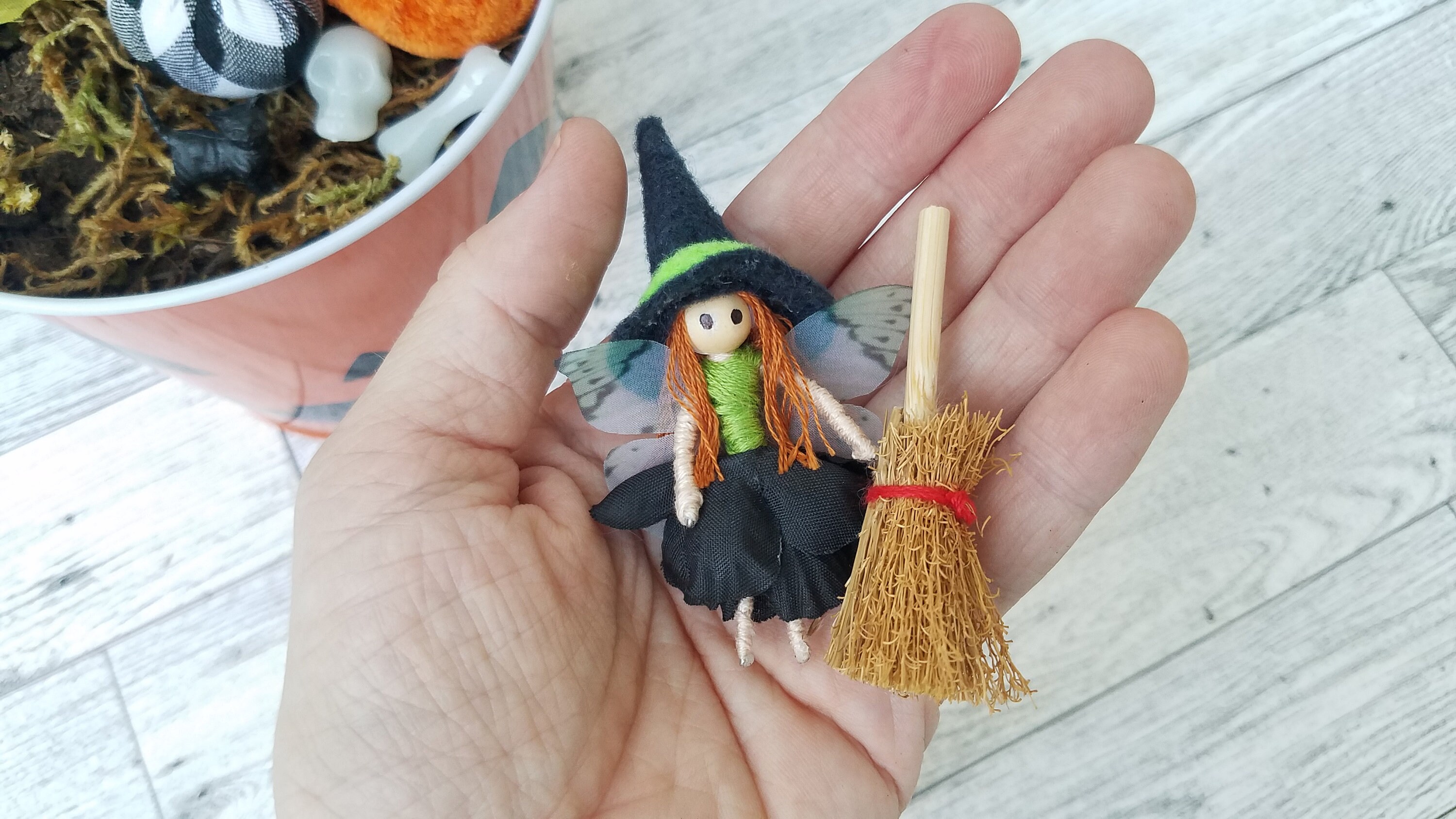 DIY Mini Halloween Witch Fairy Garden Kit, Handmade Witch Fairy Doll ...